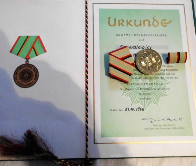 GENERALMAJOR VP KG DDR Urkunde 1965 Verdienstmedaille des MdI EUR 49,99 ...