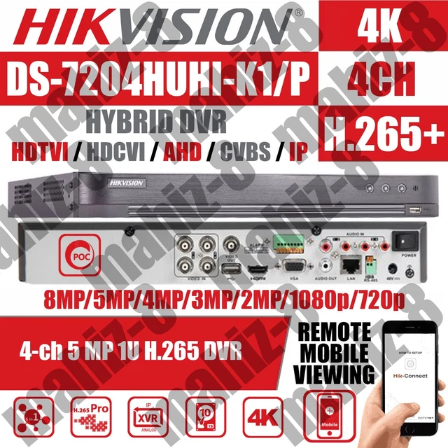 HIKVISION DS-7204HUHI-K1/P 4 Channel CCTV Recorder TVI Turbo HD 4CH 5MP DVR 2 £74.99 - PicClick UK