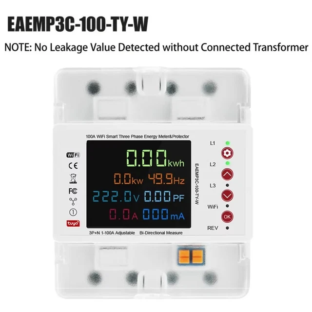 SMART WIFI METER Adjustable Overcurrent Limit Energy Consumption Reset ...