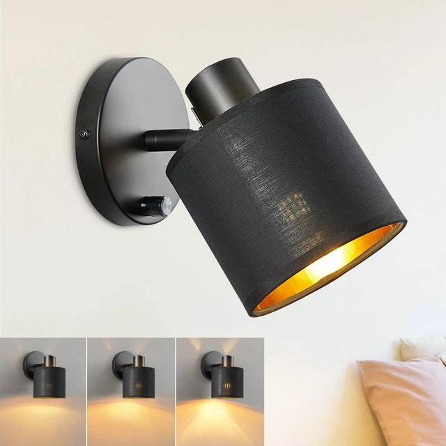 LIGHTESS WALL LAMP Black-Gold Wall Lights Fabric Face Spotlight E27 ...