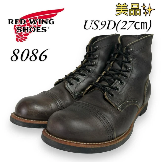 RED WING 8086 Iron Ranger Lace-up Boots Mens US9D Charcoal Rough ...