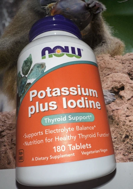 NOW FOODS POTASSIUM Plus Iodine Thyroid Support - 180 Tablets £10.00 ...