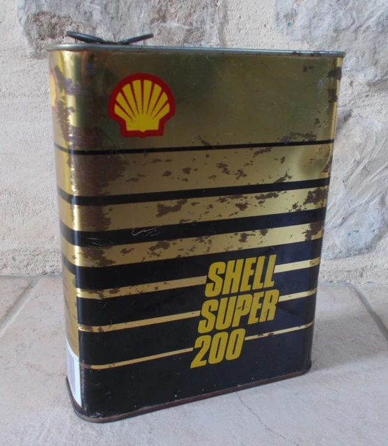 VINTAGE SHELL OIL can SUPER 200 auto old antique France french ...