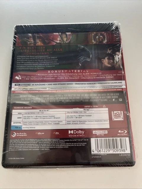ALIEN: ROMULUS (2024) [Blu-ray / 4K Ultra HD + Blu-ray] German Import ...