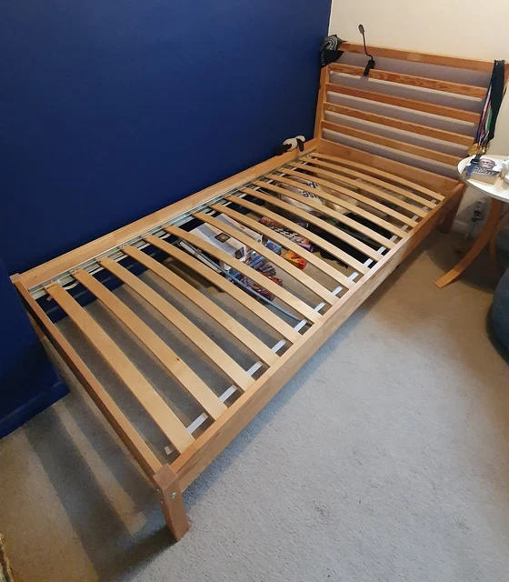 IKEA TARVA SINGLE Bed frame with Luroy slats - light wood £25.00 - PicClick UK
