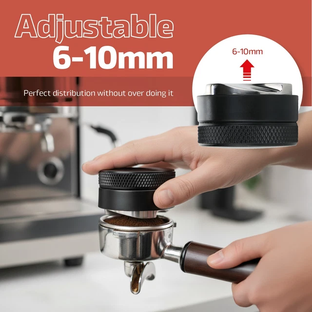 COFFEE DISTRIBUTOR 51MM Espresso Coffee Adjustable 6-10mm Leveler ...