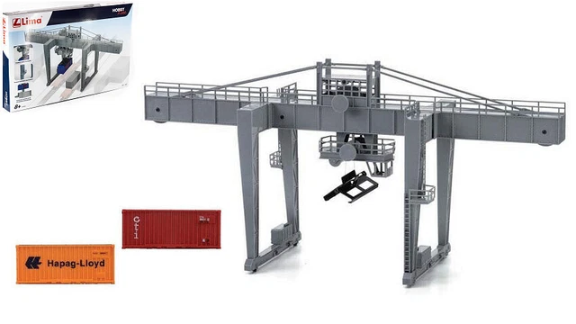 MINIATURE TRAIN LIMA Crane Ferroviaire + 2 Container auto H0 1:87 ...