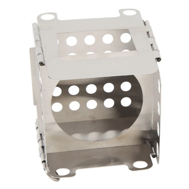 PORTABLE WOOD STOVE Stainless Steel Camping Stove Ultralight Camp Mini ...