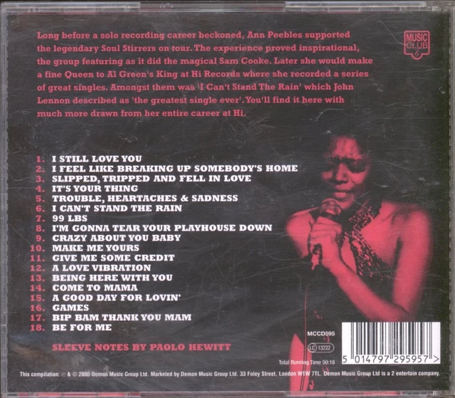 ANN PEEBLES ORIGINAL Funk Soul Sister: the Best of Ann Peebles CD UK ...