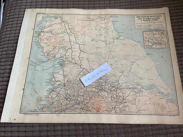 VINTAGE LMS RAILWAY Map 1926 - North Eastern & Western - Manchester ...