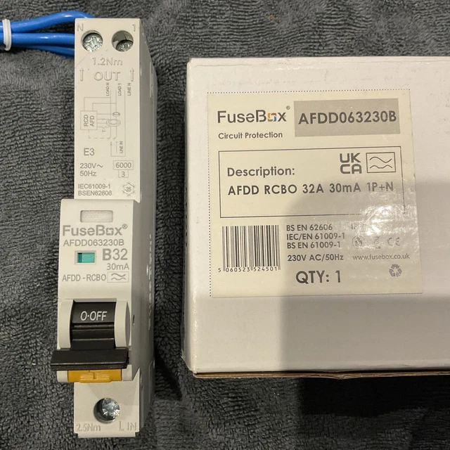 FUSEBOX 32A 30MA AFDD RCBO 1P+N TYPE A £55.62 - PicClick UK
