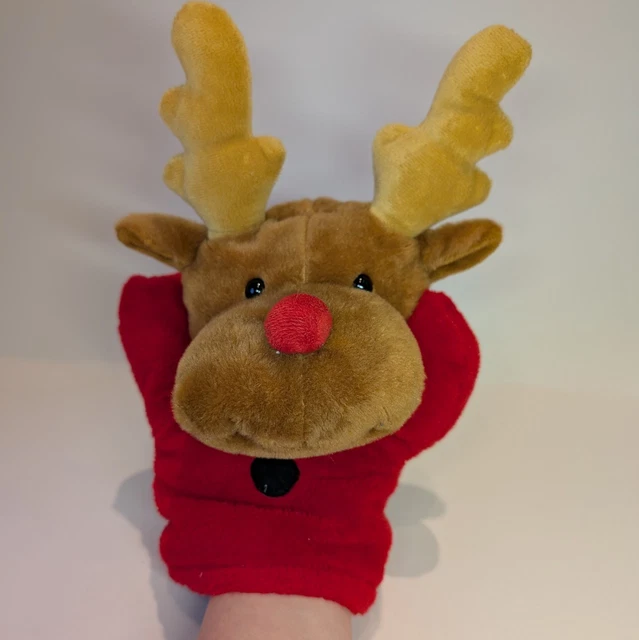 WH SMITH RUDOLPH Hand Puppet Christmas Toy Brown Soft Fluffy Reindeer ...