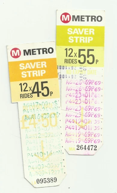 BUS TICKETS; METRO [West Yorks. P.T.E.] 'SAVER STRIP' £1.13 - PicClick UK