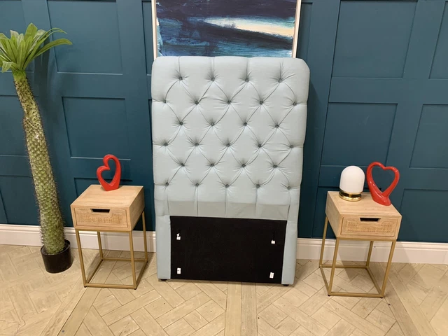 LOAF SINGLE TALL Billow Headboard in light blue Rrp £585 #9212/9 £325. ...