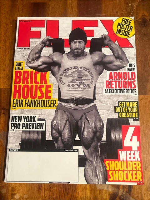 FLEX BODYBUILDING MUSCLE magazine ERIK FANKHOUSER with poster 5-13 $14. ...