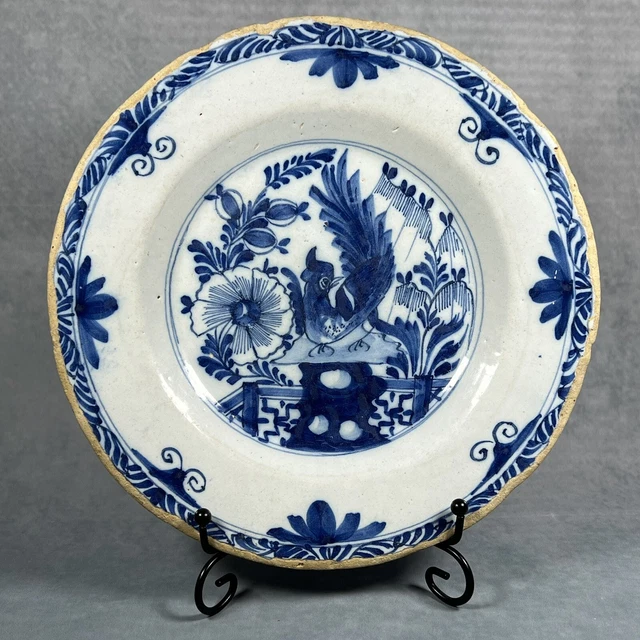 18TH CENTURY DELFT Delftware 23cm Blue & White Tin Glazed Earthenware ...