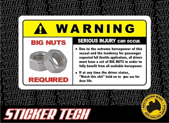 WARNING BIG NUTS Sticker Decal Suits Vessel Bass Fishing Boat Tinny ...