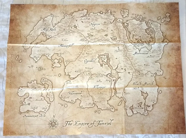 THE EMPIRE OF Tamriel Paper Map For The Elder Scrolls Arena Original ...