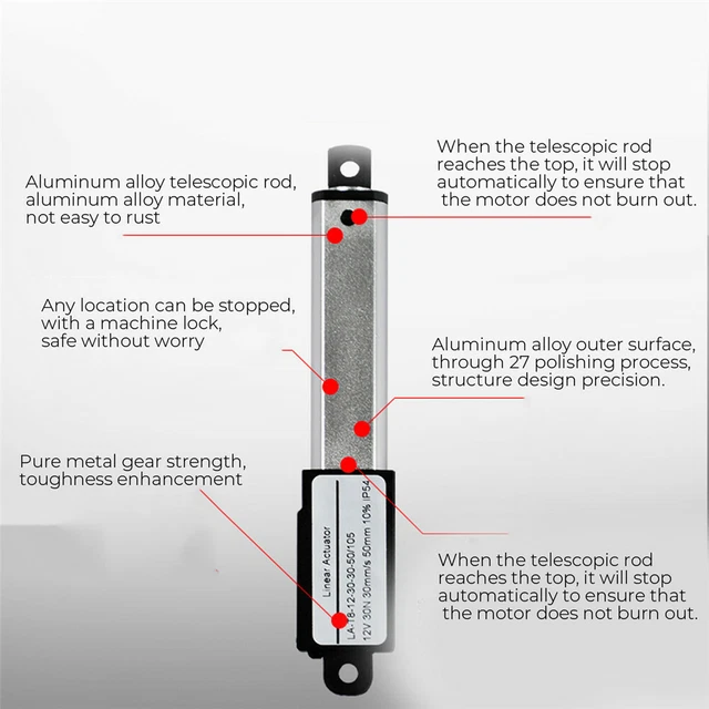 12V MICRO MINI Linearmotor 64N 32N 188N Linearantrieb Elektrischer 10 ...