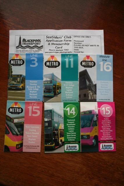 6 BLACKPOOL TRANSPORT Metro Bus Timetables 2002-10 +Seasiders Form ...