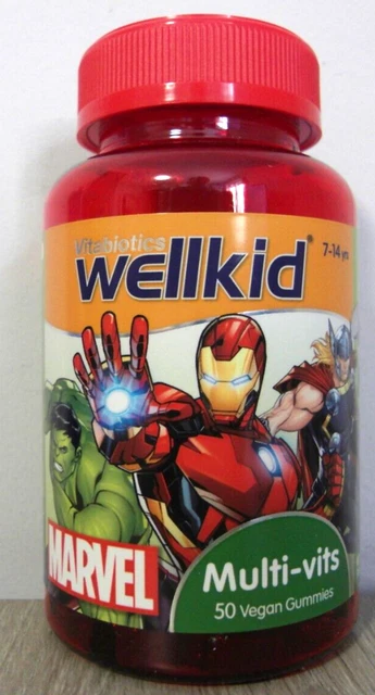 EXP:4/24 VITABIOTICS WELLKID Marvel Multivitamins 50 Strawberry Gummies ...