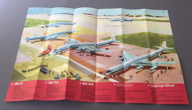 ALITALIA VINTAGE FLEET Poster Brochure Dc-8 Dc-7C Dc-6B Viscount ...