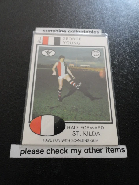1975 WHITE BACK Scanlens Card No.11 George Young St Kilda EUR 7,39 ...