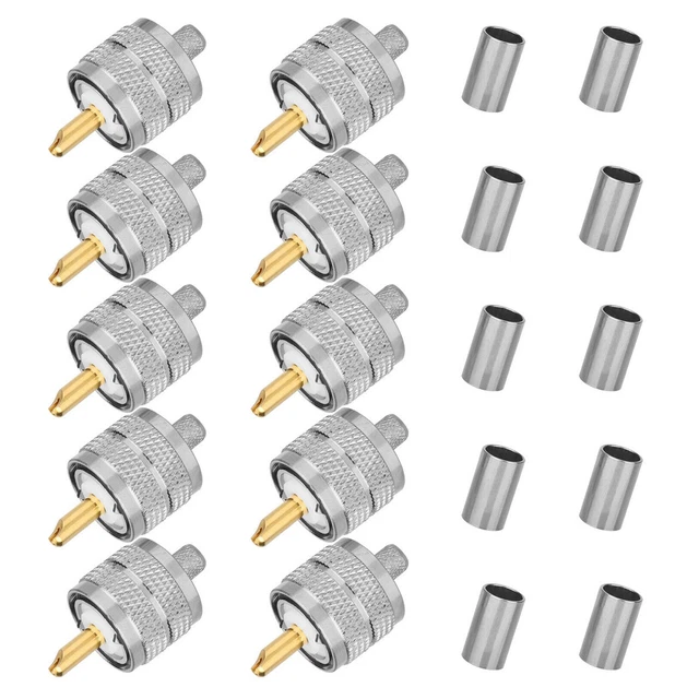 10*PL259 PL-259 UHF male plug pin Crimp for RG58 RG142 LMR195 Coaxial ...