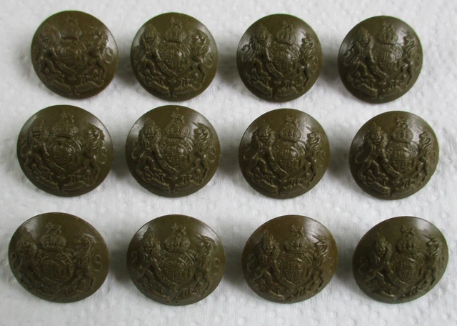 12X BRITISH ARMY:&GENERAL SERVICE BUTTONS" (25mm, WW2 Bakelite War ...