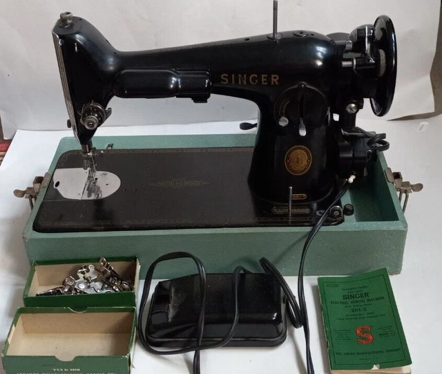 VINTAGE SINGER 201 Sewing Machine Case & manual FULLY WORKING GREAT ...