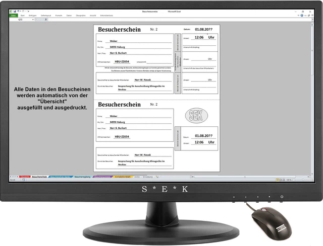 SOFTWARE VISITOR MANAGEMENT Access Control Visitor ID Create MS Excel £ ...