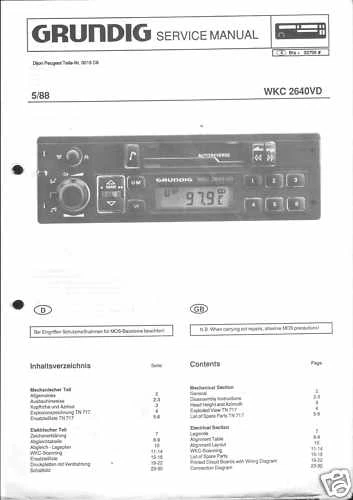 GRUNDIG ORIGINAL SERVICE Manual f. CAR WKC 2640 VD EUR 11,50 - PicClick DE