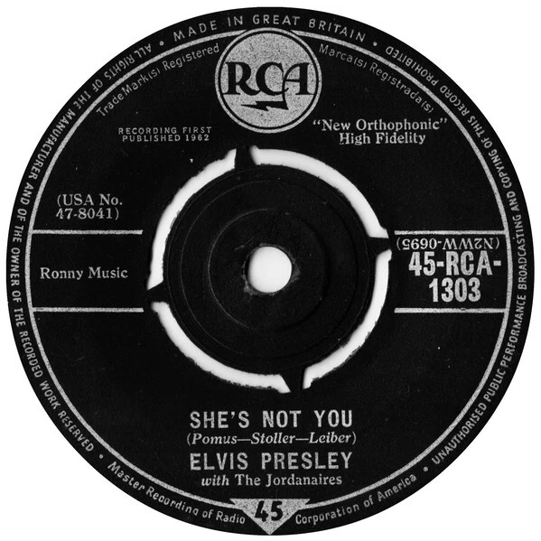 ELVIS PRESLEY WITH The Jordanaires - She's Not You (7", Single) EUR 23 ...