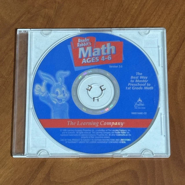 READER RABBIT MATH Ages 4-6 (PC CD-ROM Windows 3.1/95 1998) The ...