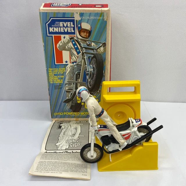 COMPLETE 1973 EVEL Knievel Stunt Cycle Inc. Gyro Launcher + Rare ...