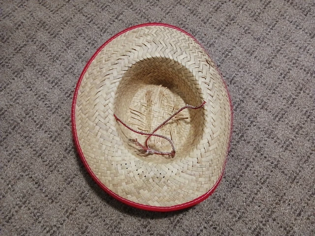 KIDS STRAW COWBOY Hat Red Sheriff Badge Western Prop Halloween Costume ...