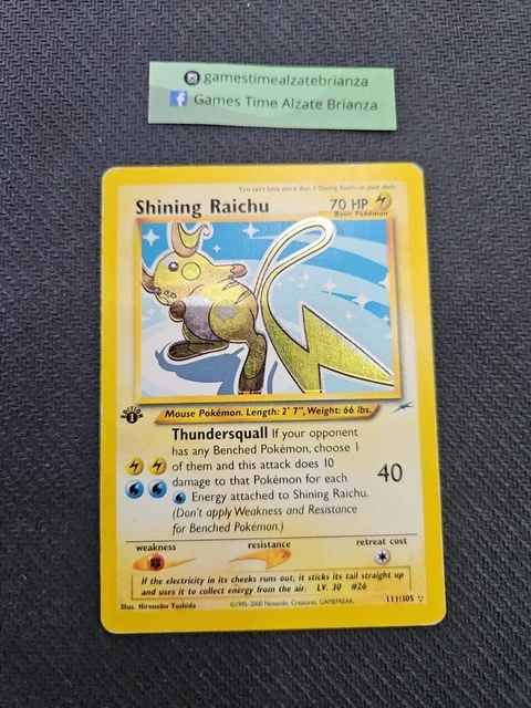 SHINING RAICHU ® Neo Destiny 111/105 ® Shiny Holo Foil ® Inglese ® EUR ...