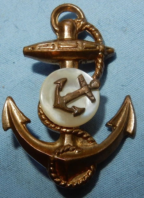 WW2 ROYAL NAVY Anchor Sweetheart Mop Military Naval Pin Badge World War ...