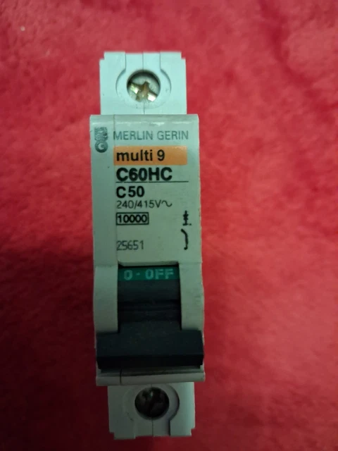 MERLIN GERIN 50 AMP CURVE C 10kA MCB CIRCUIT BREAKER C60HC 25651 MULTI9 £1.13 - PicClick UK