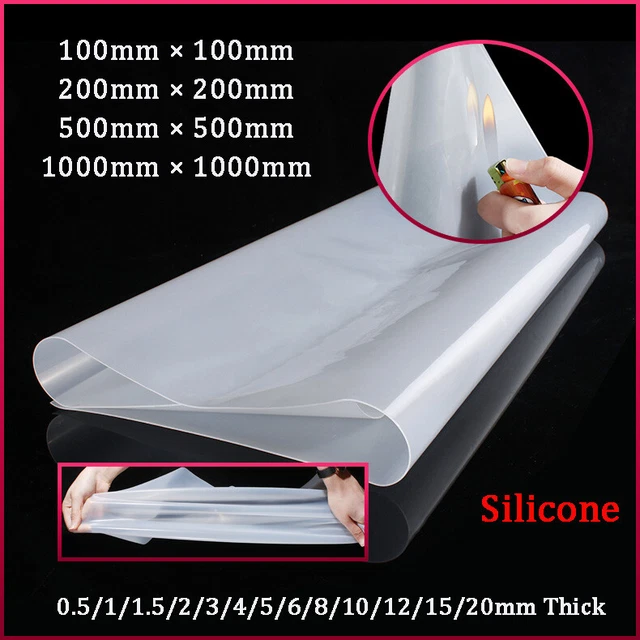 SOFT SILICONE RUBBER Sheet Clear Translucent High Temp Mat Plate 1mm ...