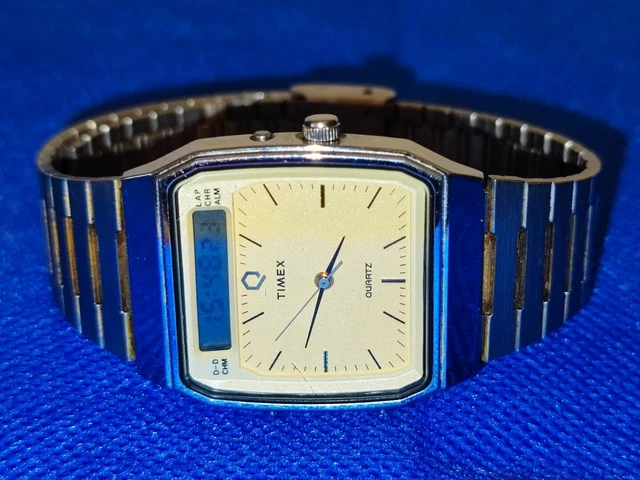 VINTAGE TIMEX V Cell Analogue/Digital Mens Watch New Battery Works ...