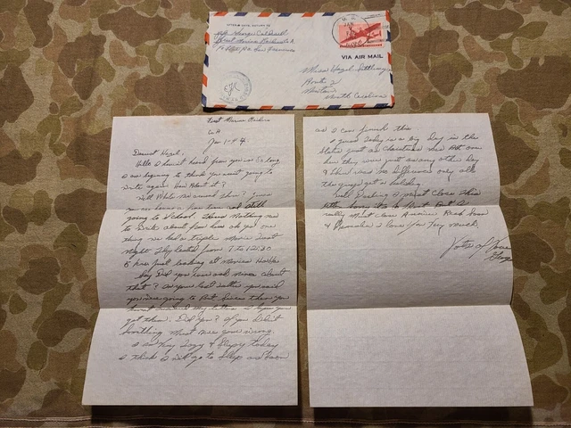 WW2 USMC 1ST Marine Raiders A Co PFC CALDWELL 1943 Mail Love Letter ...