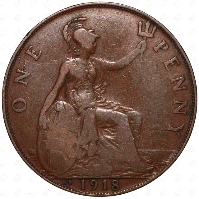 1918 KN GREAT Britain George V 1 Penny Coin – Kings Norton Mint ...