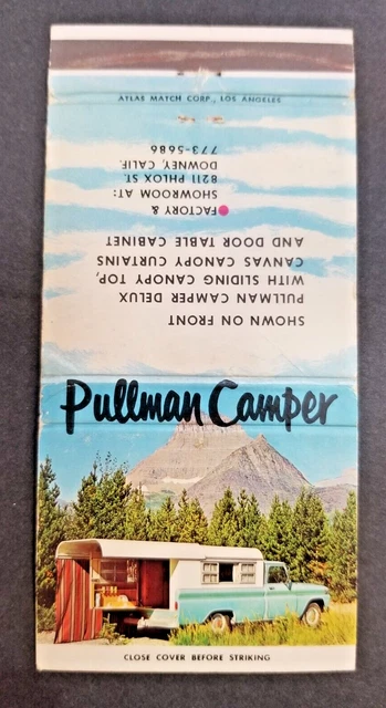 VINTAGE PULLMAN CAMPER Empty Match Book Cover - Downey, CA $5.99 ...