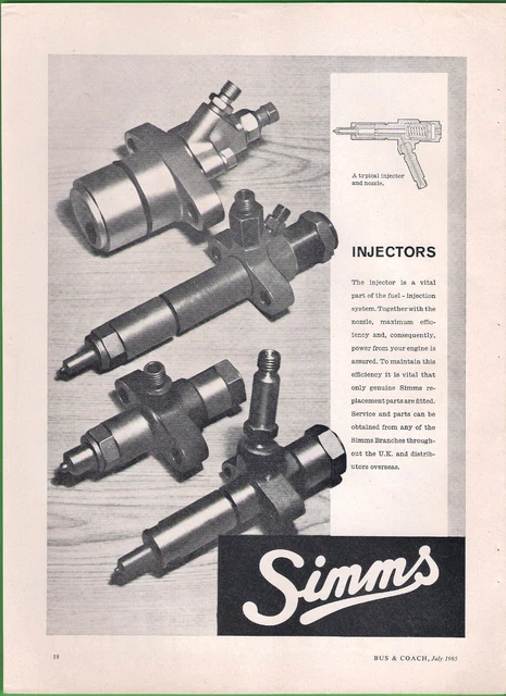 OLD BUS & Coach Magazine Advert 1965 - Simms Injectors £6.91 - PicClick UK