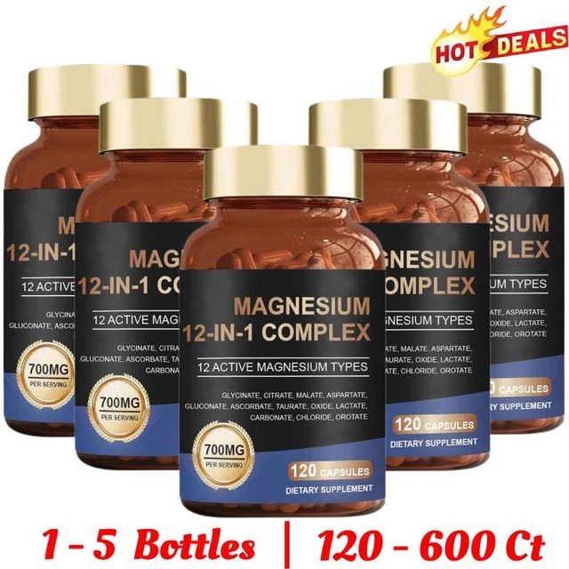 MAGNESIUM COMPLEX 700MG 12-in-1 Magnesium Supplement 120 -600counts\ £7 ...
