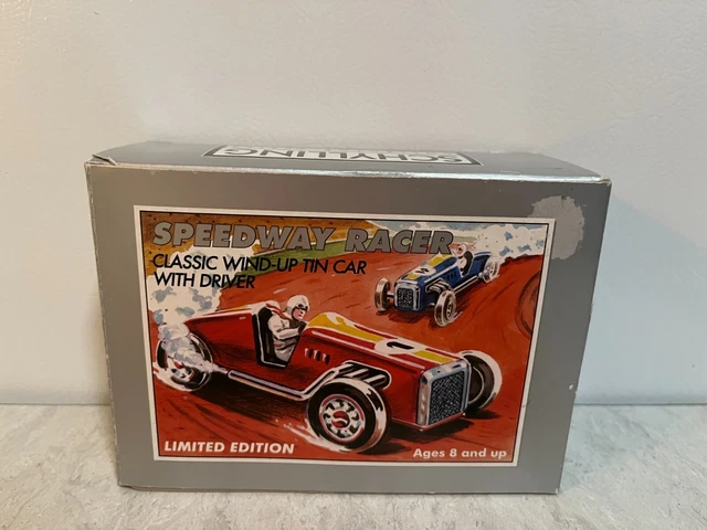 SCHYLLING SPEEDWAY RACER Classic Wind-Up Tin Car with Driver, Red #1 ...