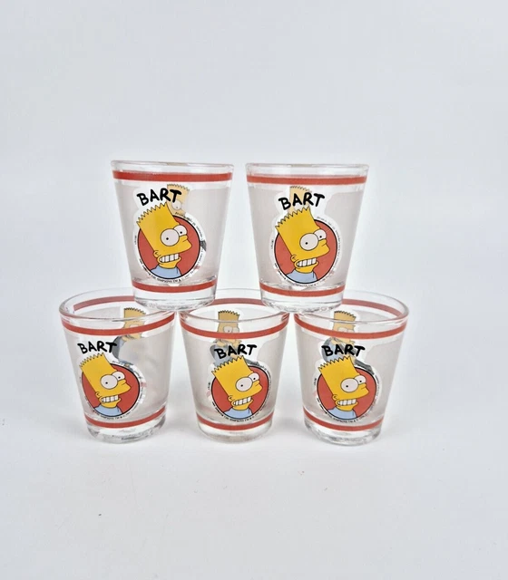 VINTAGE BART SIMPSON Shot Glasses Set Of 5 Made In Taiwan VGC $20.00 ...