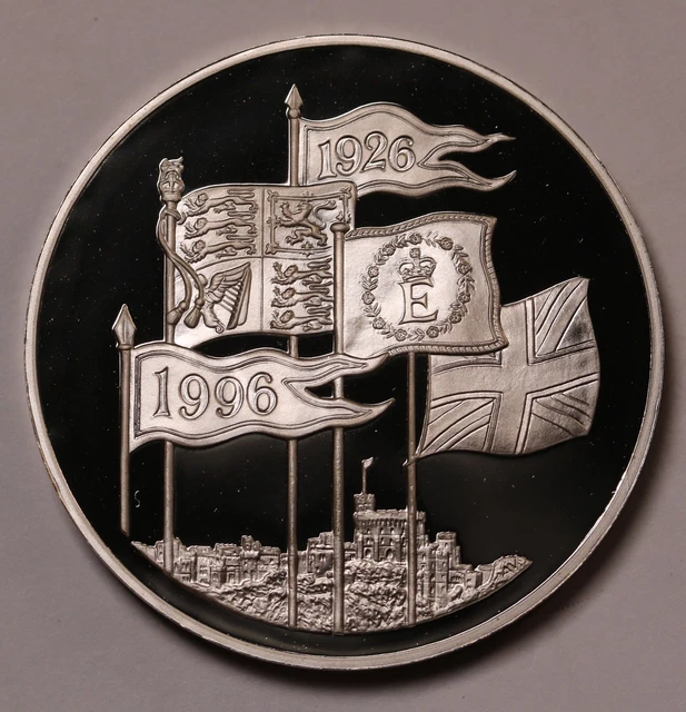 1996 UK GREAT Britain 5 Pounds £5 Coin -Queen's 70th Birthday; Silver ...