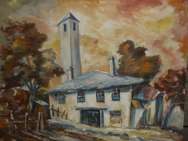 YUGOSLAVIA 1973 CHURCH IN Neretva-Tal 1973 Signed Scherer° Antique Oil ...